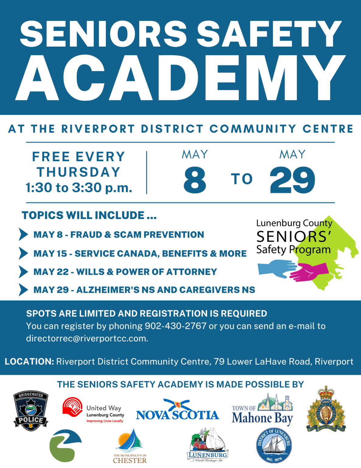 Seniors Safety Academy - Thursdays this May! - Explore Bridgewater